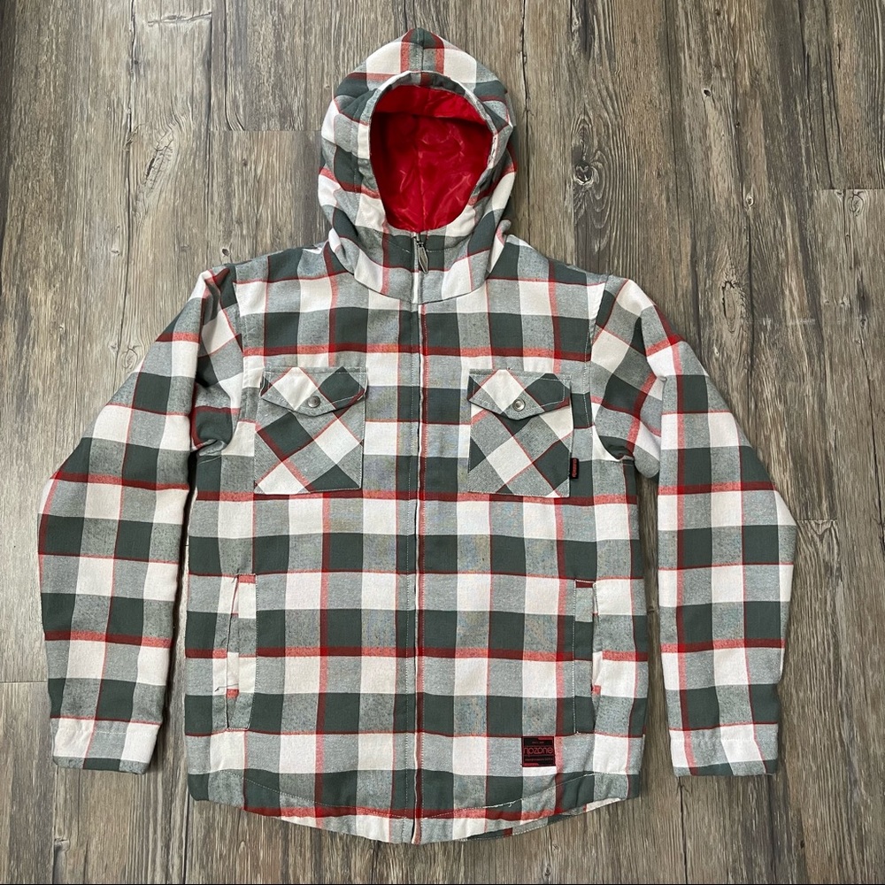 Ripzone Men's Quilted Plaid Fleece Shirt Jacket Hoodi… - Gem